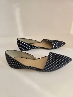 J. Crew | Shoes | J Crew Navy Denim Polka Dot Pointed Toe Dorsay Preppy ...